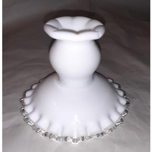Vintage Fenton Silver Crest milk glass candlestick