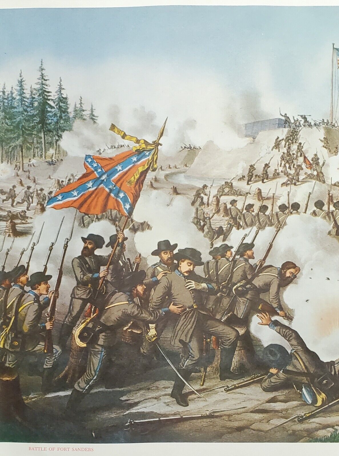 Civil War Lithograph "Battle of Fort Sanders" Kurz & Allison - 14 x 20