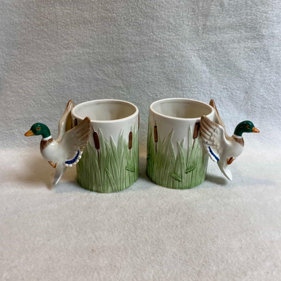 Vintage Fitz and Floyd Decorative 12 oz Mallard Mugs - Set of 2 (V037)