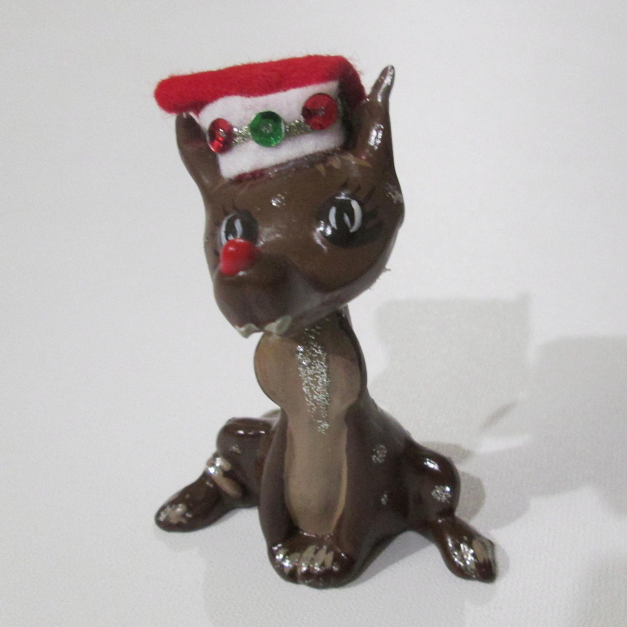 Reindeer Ceramic Figure Rudolph The Red Nosed Reindeer Big Eye Cute ...