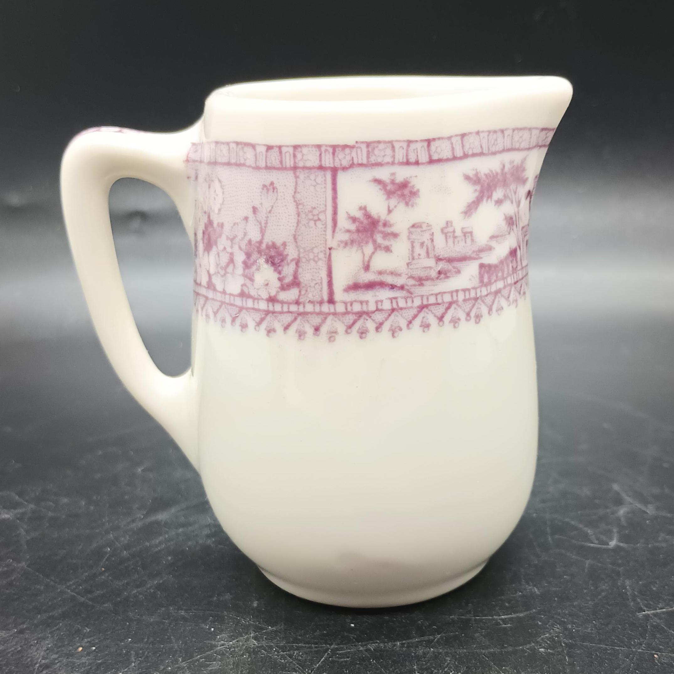 Vtg Syracuse China Individual/Single Serve Creamer Burgandy Red Floral ...