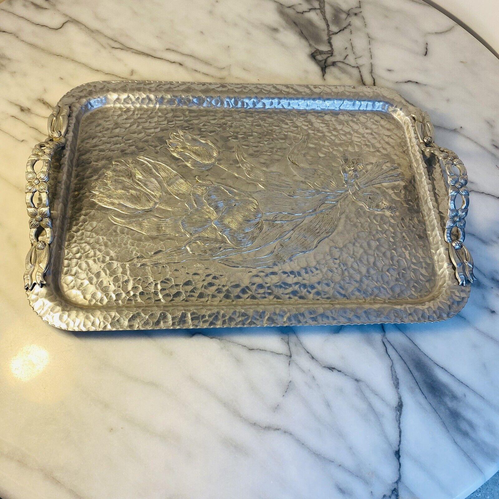 Vintage Rodney Kent TULIPS Serving Tray #408 Hammered Aluminum ...