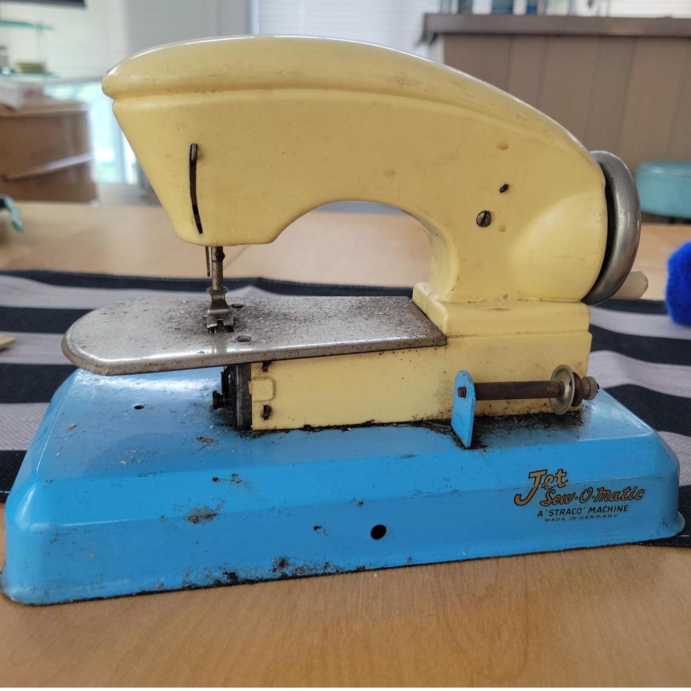 Vintage Jet Sew-O-Matic a Straco Toy Hand Cranked Sewing Machine