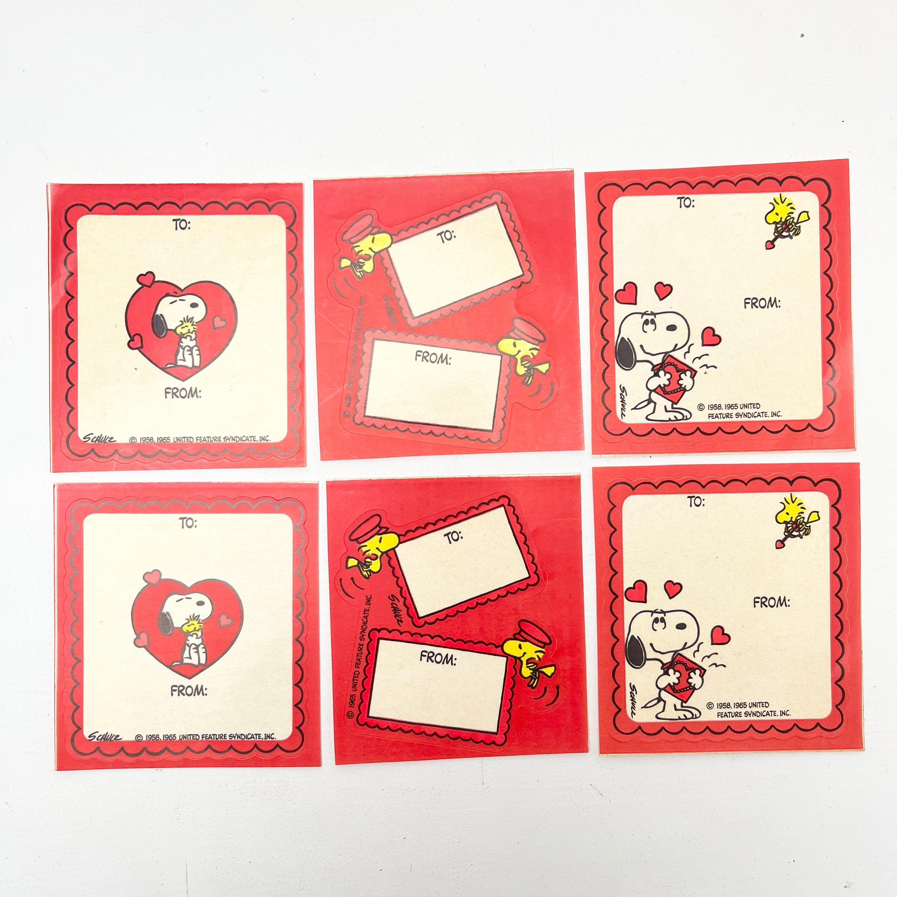 Vintage Snoopy Valentine Sticker Gift Tags 1960s Ephemera