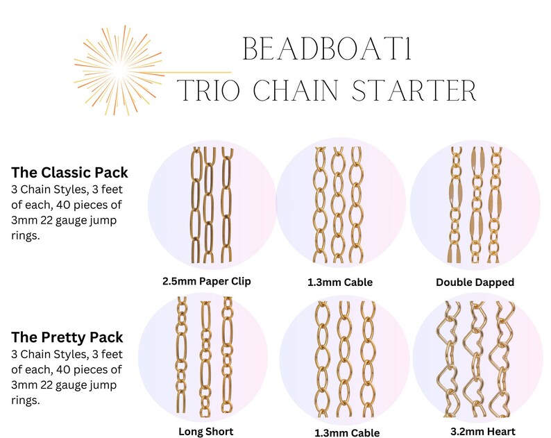 Permanent Jewelry Trio Chain Starter Pack, Gold Filled Chain By The ...