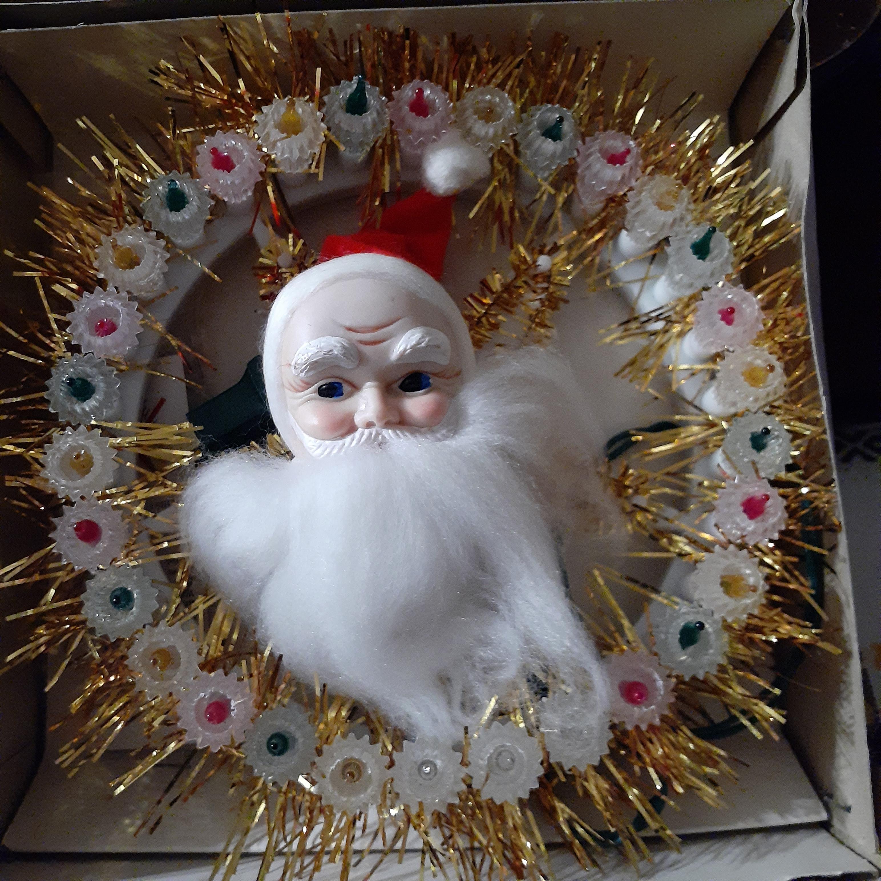 Rotating Light Up Santa Plaque