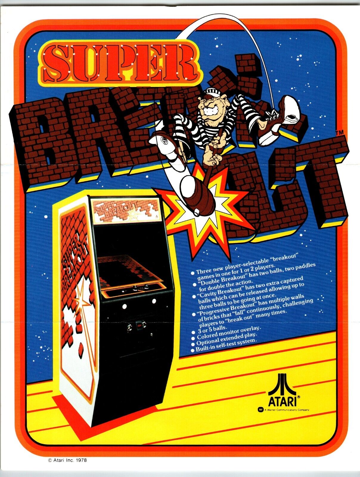 Super Breakout Arcade Flyer Original Video Game Promo Art Retro Vintage ...