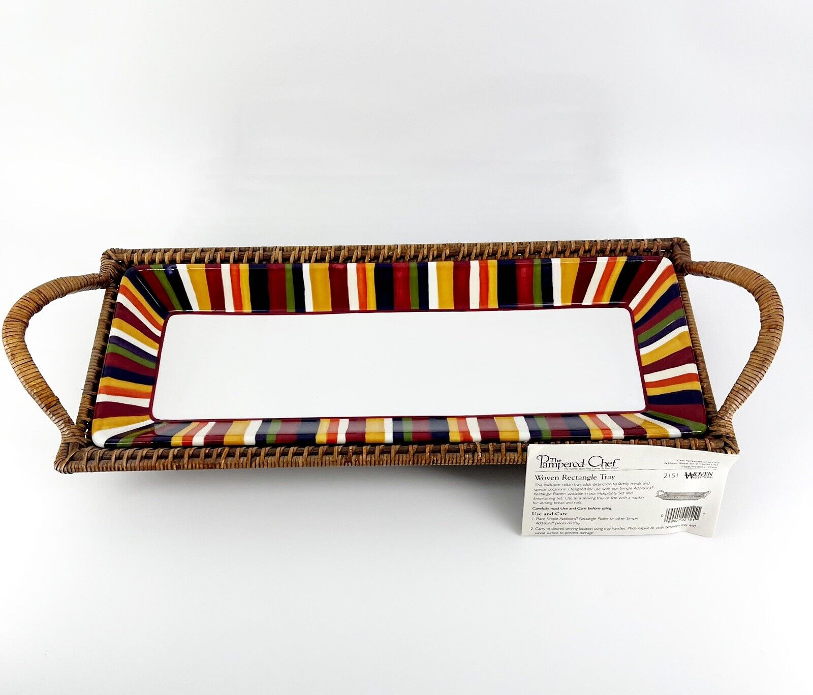 PAMPERED CHEF WOVEN SELECTIONS RECTANGULAR WICKER TRAY W/ SIMPLE ...
