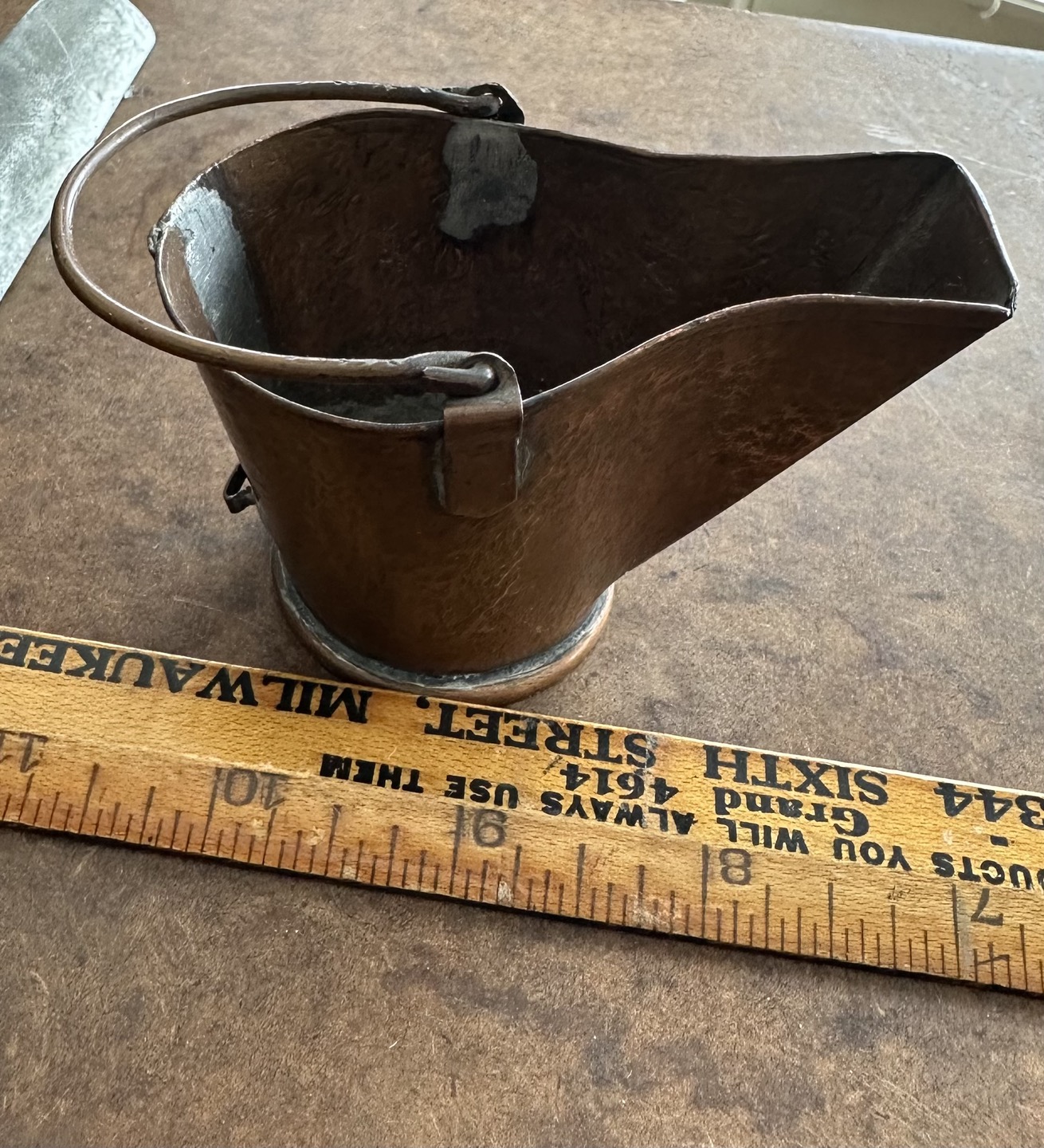 Miniature Copper Coal Hod Bucket Hammered Artisan