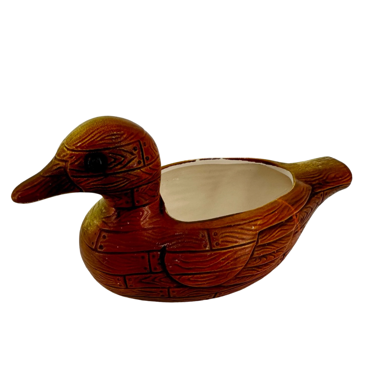 Vintage Japan Ceramic Duck Planter Pot Discoloration On One Side