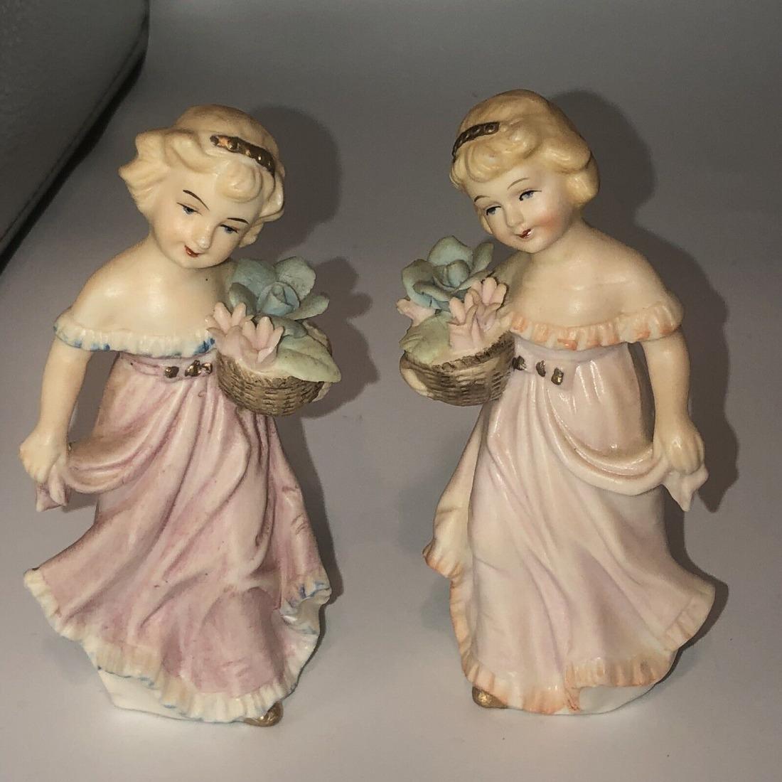 Vintage Antique Ceramic Girl Figurines Victorian