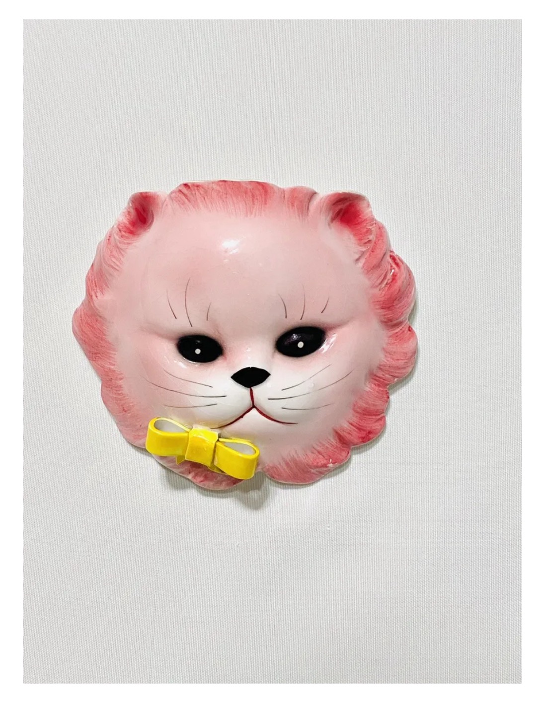 Lefton Pink “Kitty Cat Face” Wall Pocket ~ Extremely Rare, Vintage 1950c