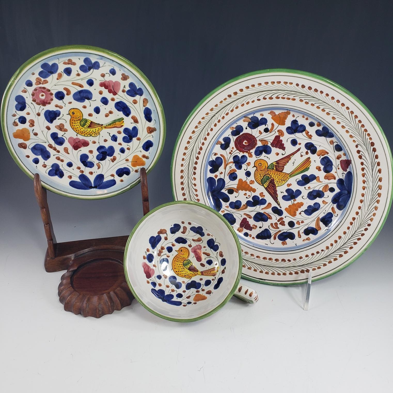 Rare Mario Sambuco Deruta Italian Hand Painted Pottery Bird Trio Tea ...