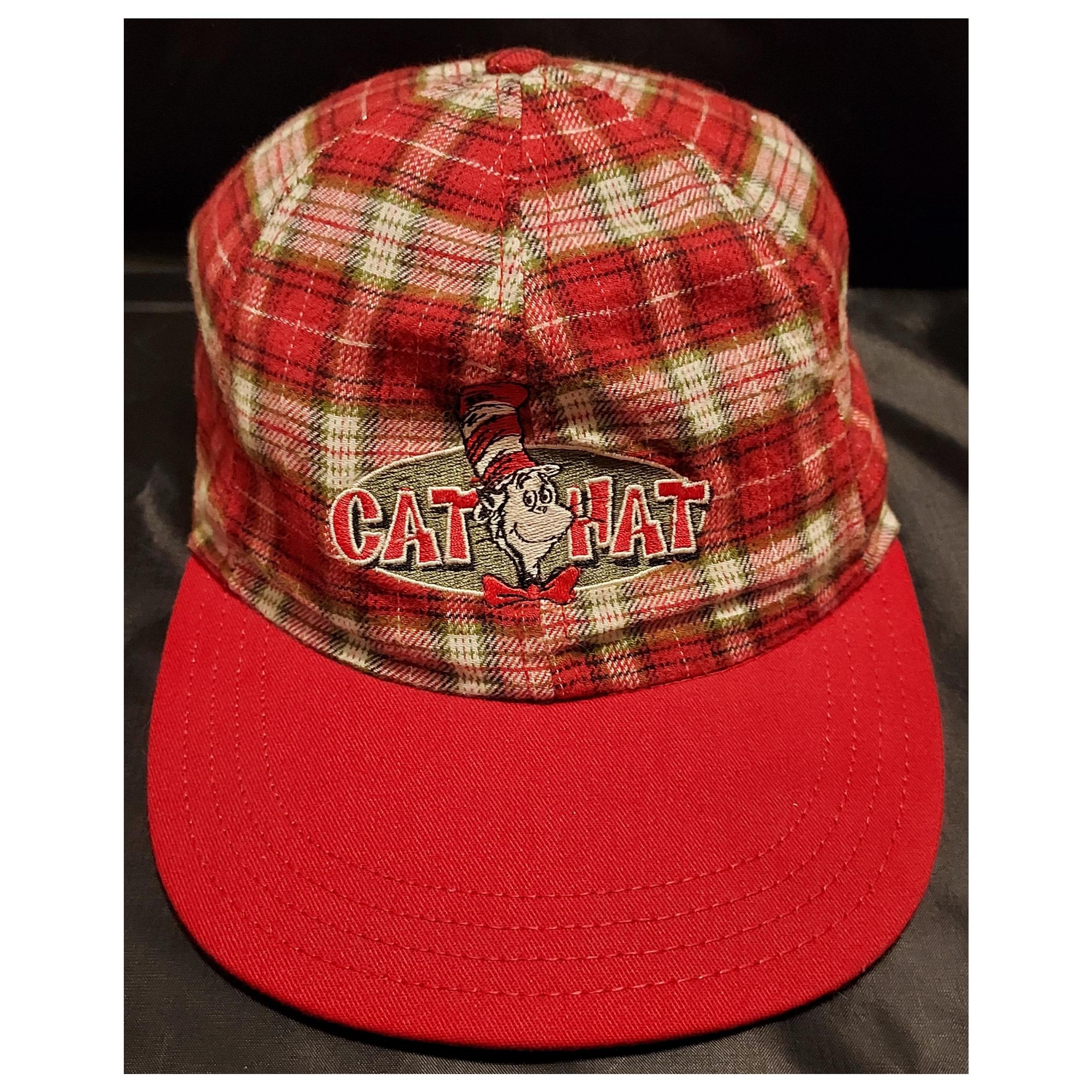 Dr Seuss~Cat In The Hat~Red & White Flannel Snapback Hat/Cap~1994~Made ...