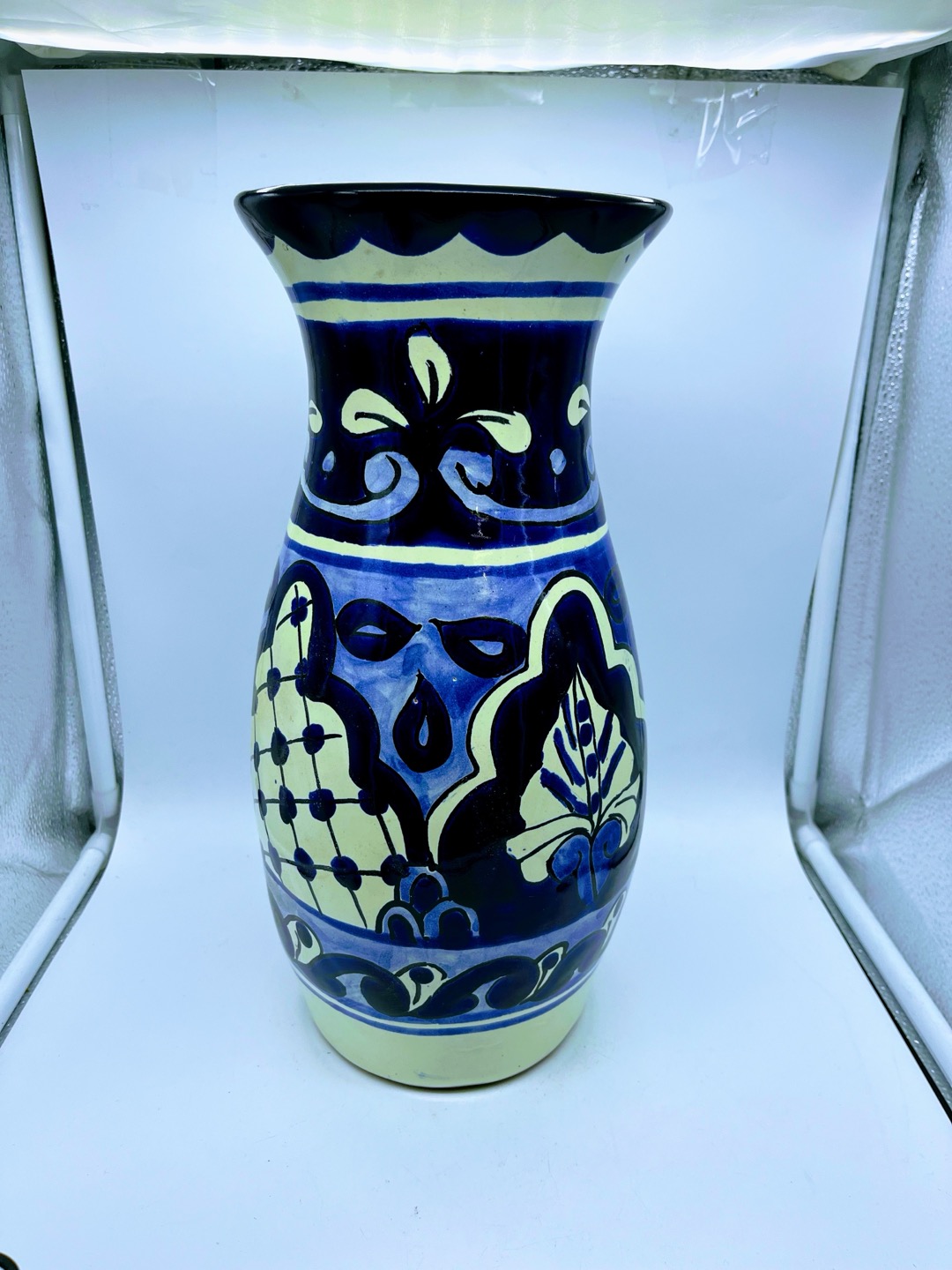 Large Talavera Cobalt Pottery Vase