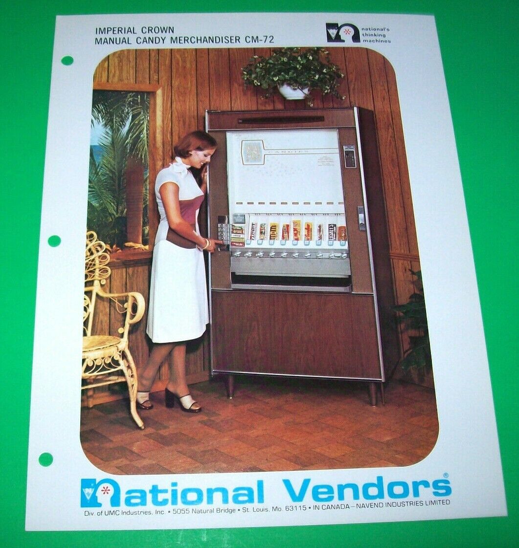 National Vendors Imperial Crown Candy Machine FLYER Merchandiser CM-72 ...