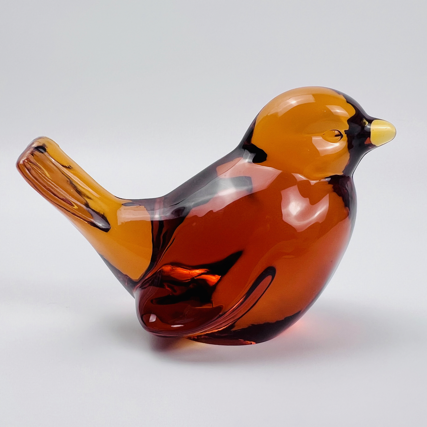 Fenton Amber Glass Bird Figurine Unpainted With Original Sticker 3” Tall