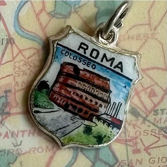 Italy - Roma - Rome Colosseum - Vintage Enamel Souvenir Travel Shield ...