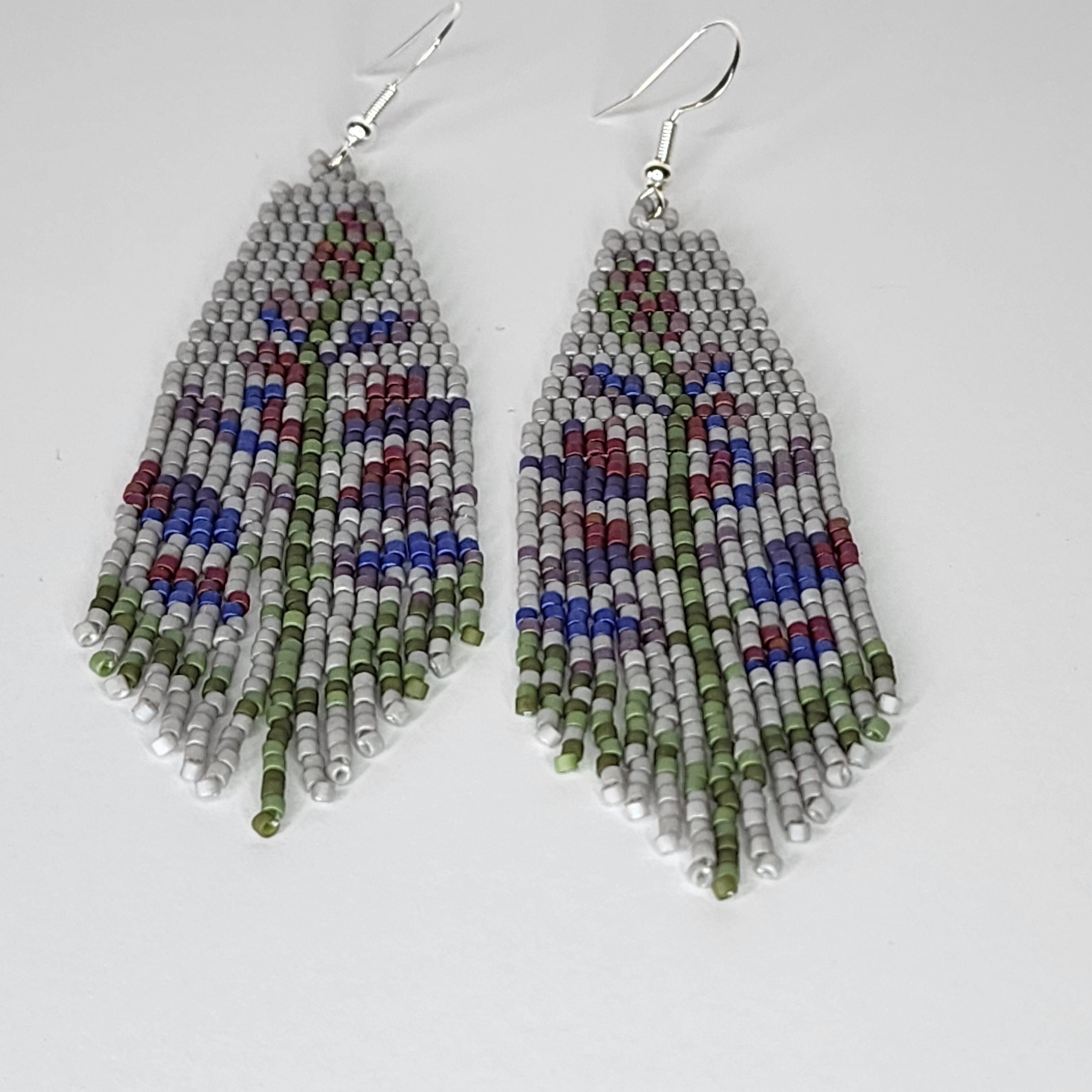 Hand-Beaded Lupin Fringe Earrings with Sterling Silver Ear Wires