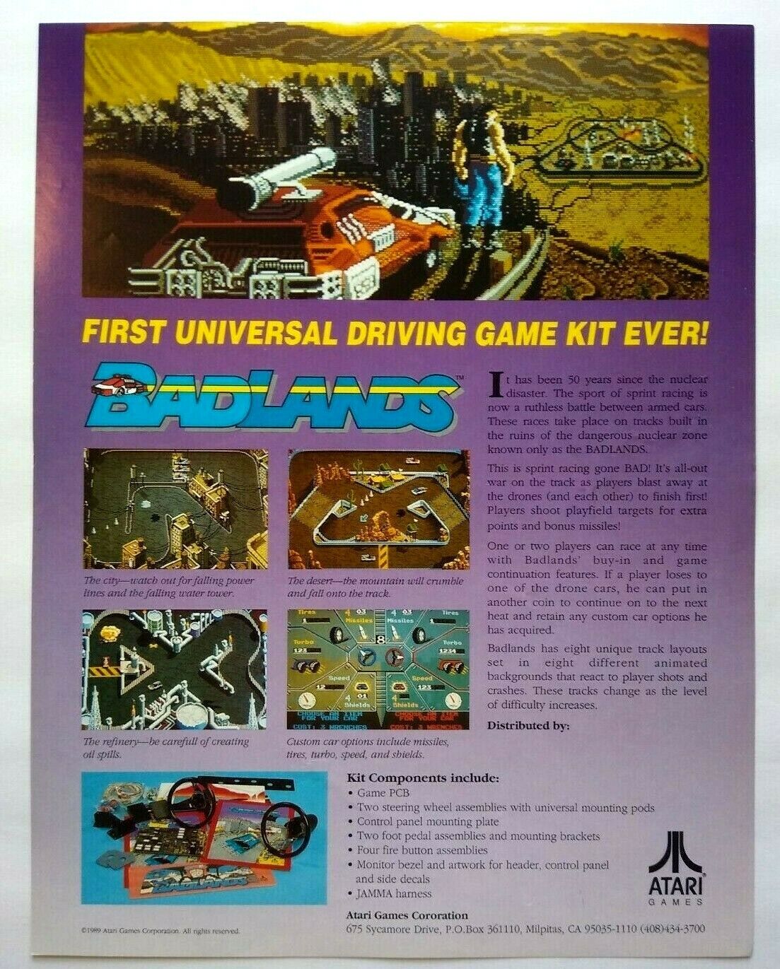 Badlands Arcade FLYER Original 1989 Retro Video Game Vintage Retro Art