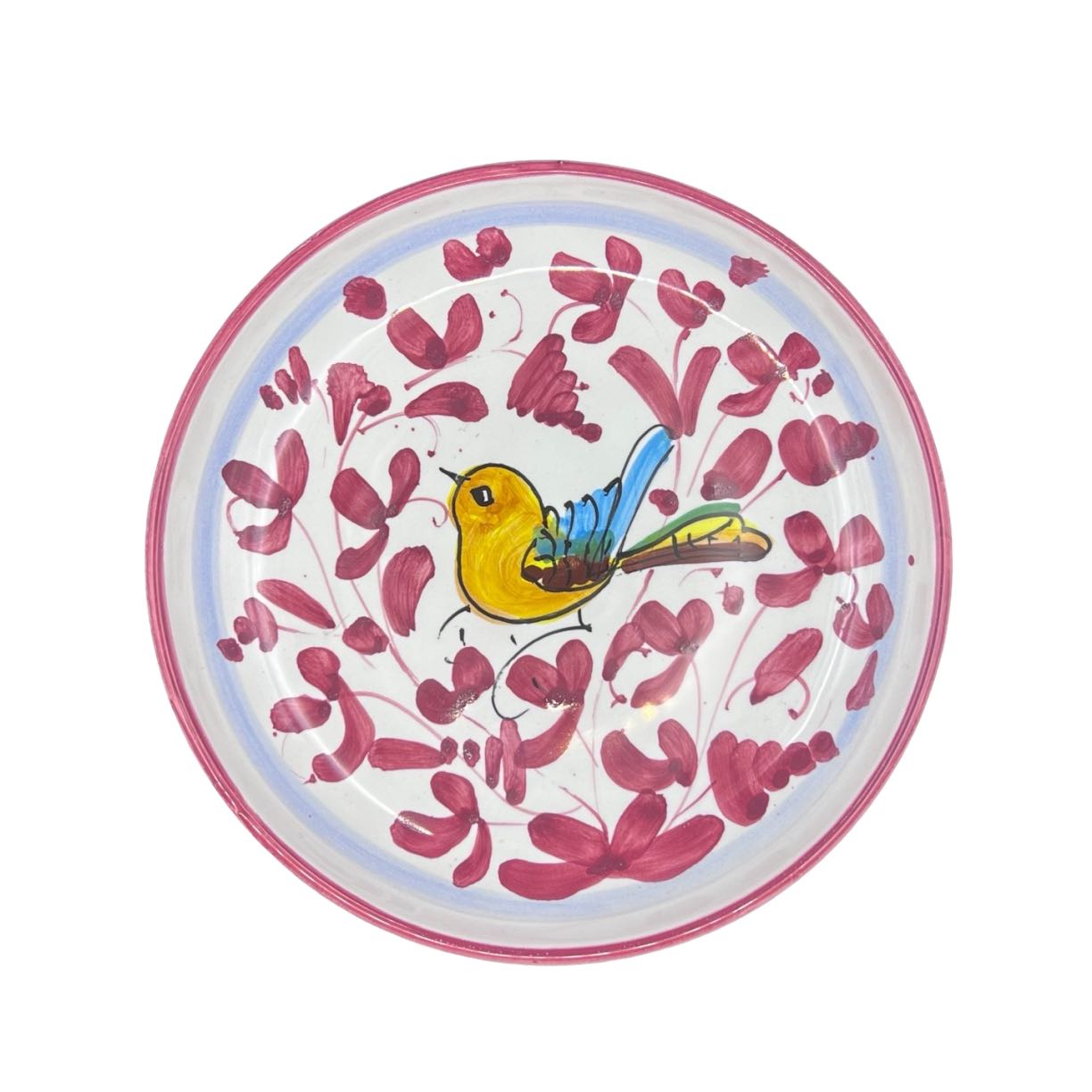 Vintage Ceramiche D’Arte Sambuco Mario Italy Round Trinket Dish with Bird