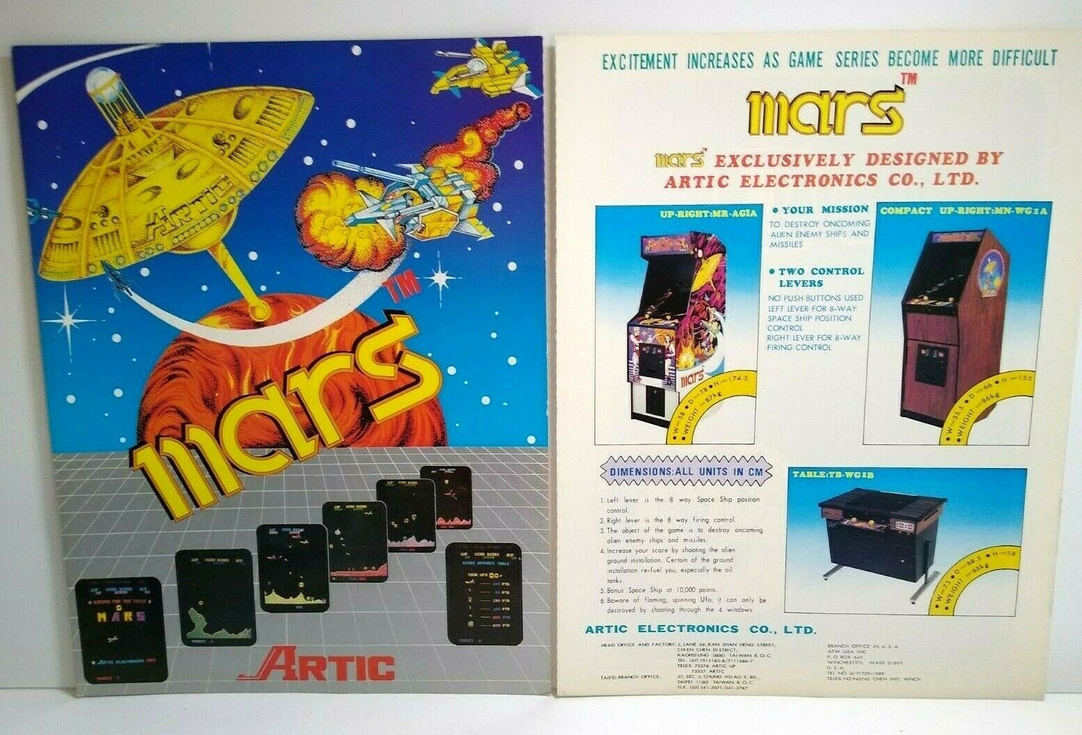 Artic Mars Arcade Magazine AD Video Game Vintage Sheet 1981 Space Age ...