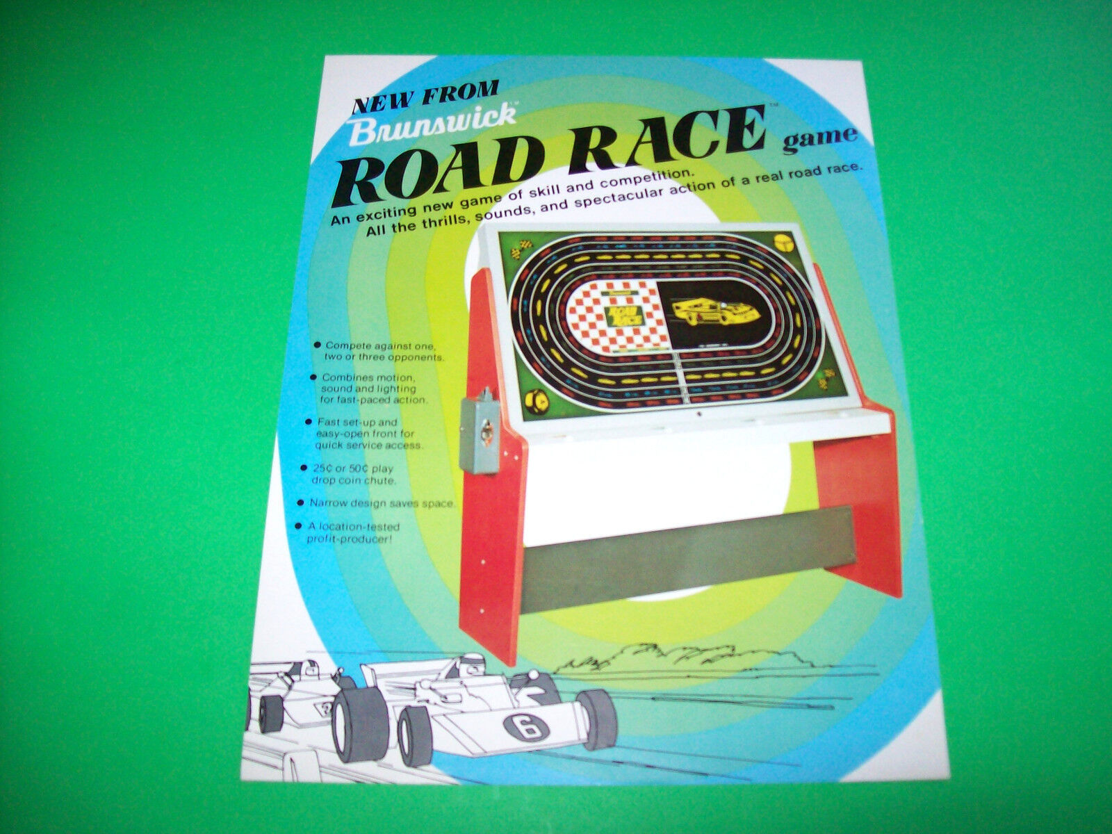 ROAD RACE 1974 ORIGINAL RETRO EM ARCADE GAME FLYER Retro Vintage Art