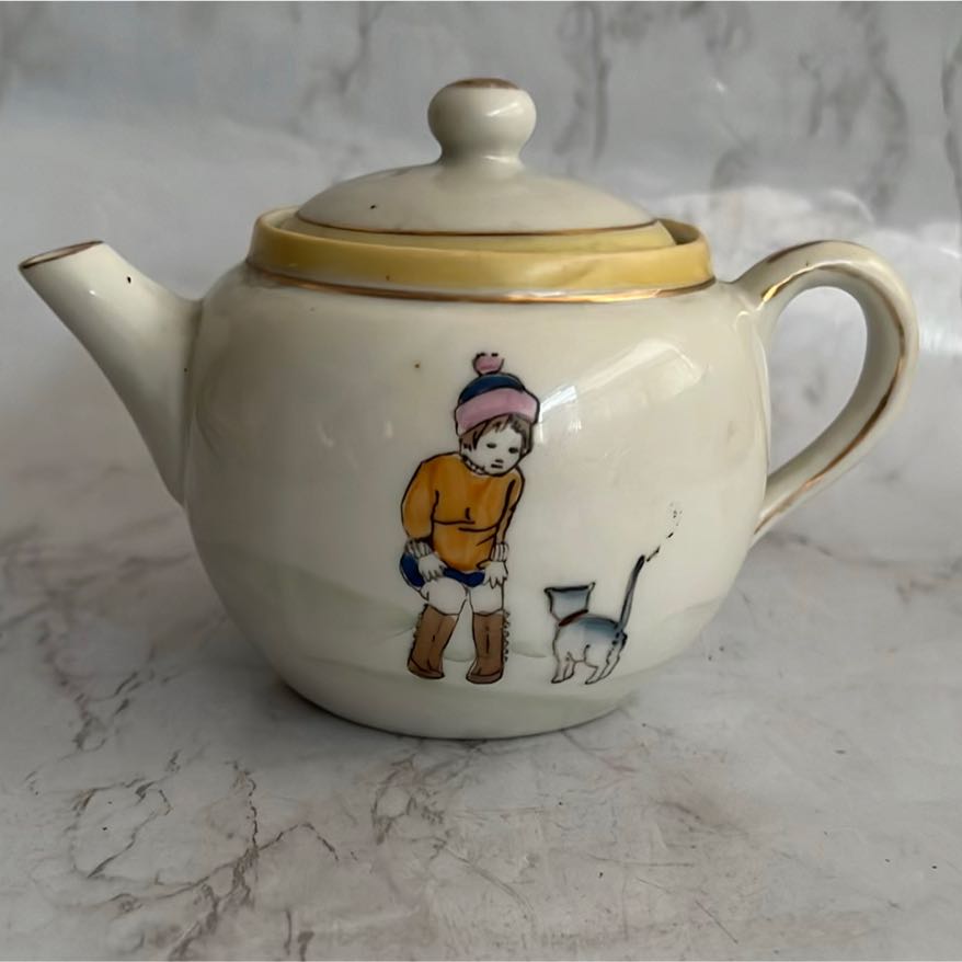 Antique Pre War Japanese Hand Painted Girl With Kitty Cat Tea Set Circa ...