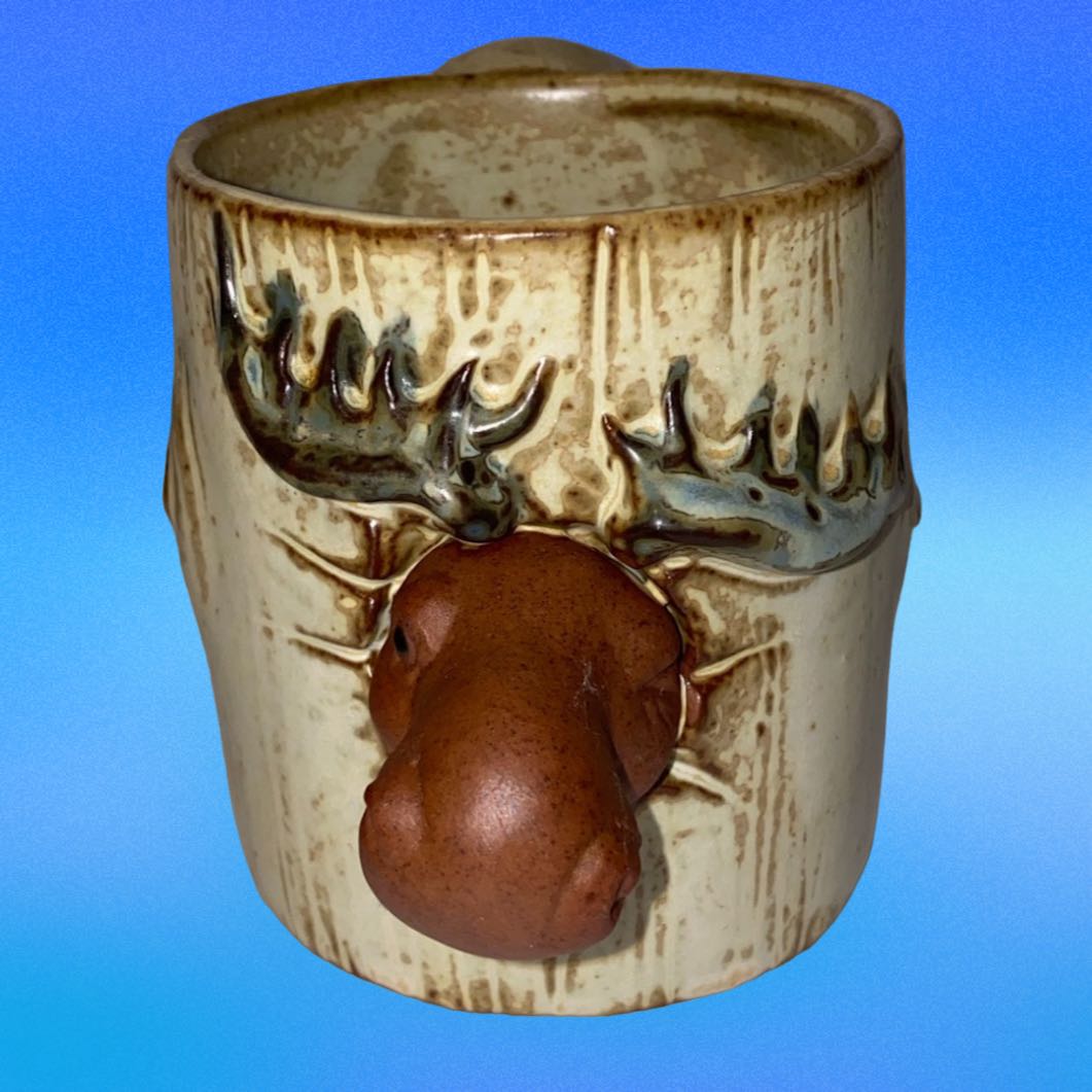 Moose Stuck in Tree 3D Coffee Novelty Mug
