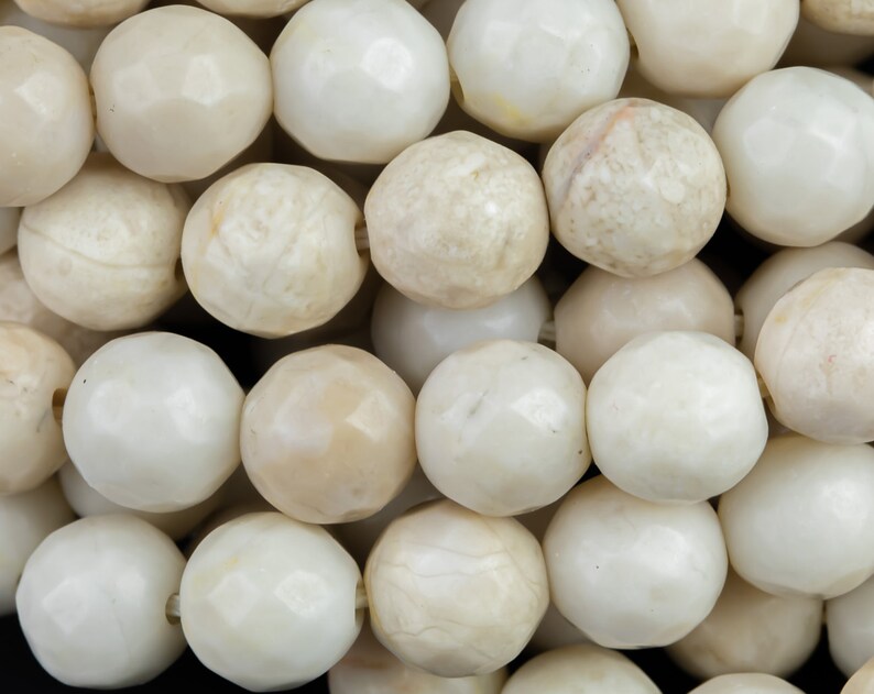 Natural fossil coral riverstone, available in faceted round, 4mm, 6mm ...