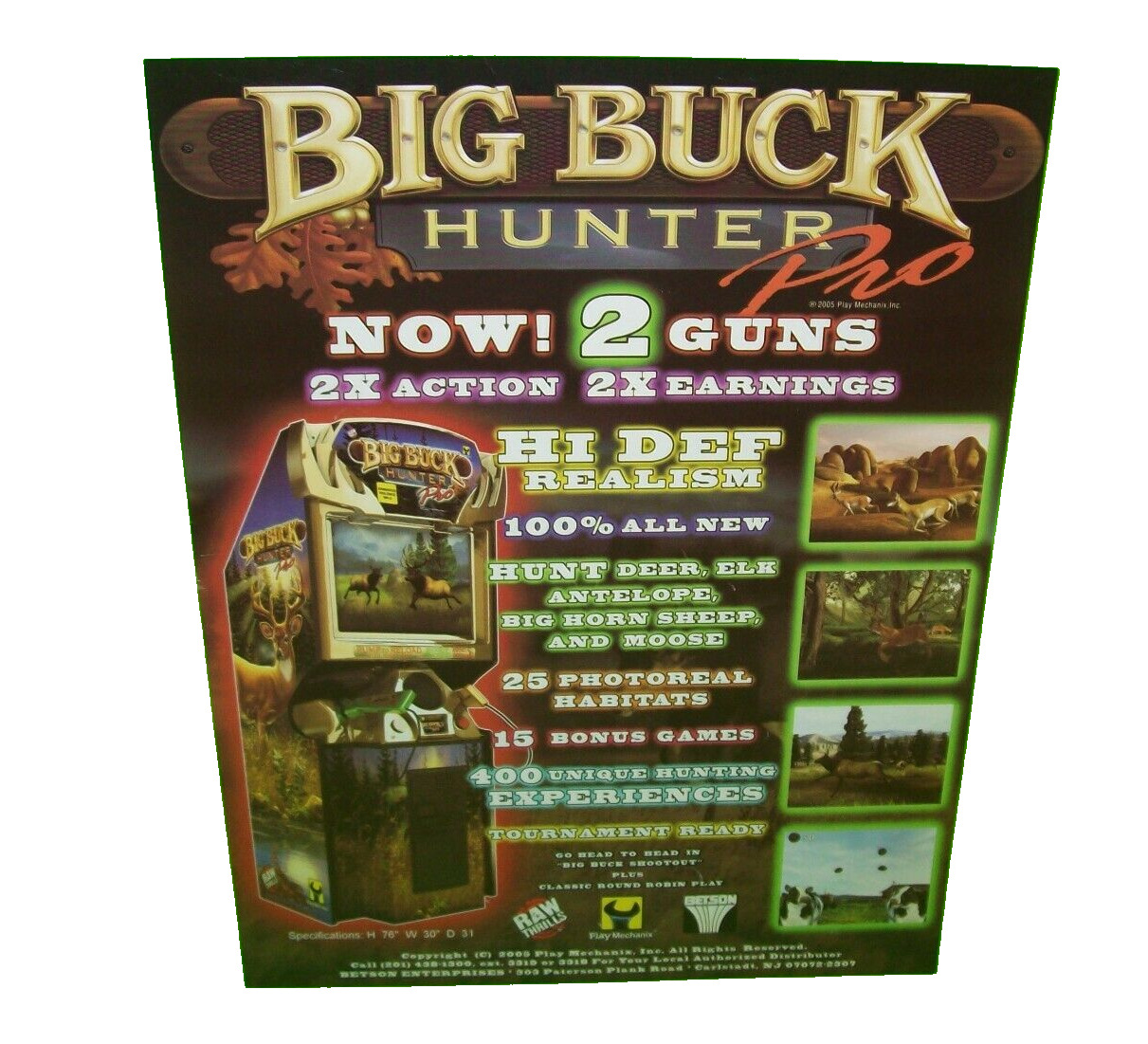 Big Buck Hunter Pro Arcade FLYER Original Video Game Art Sheet Deer ...