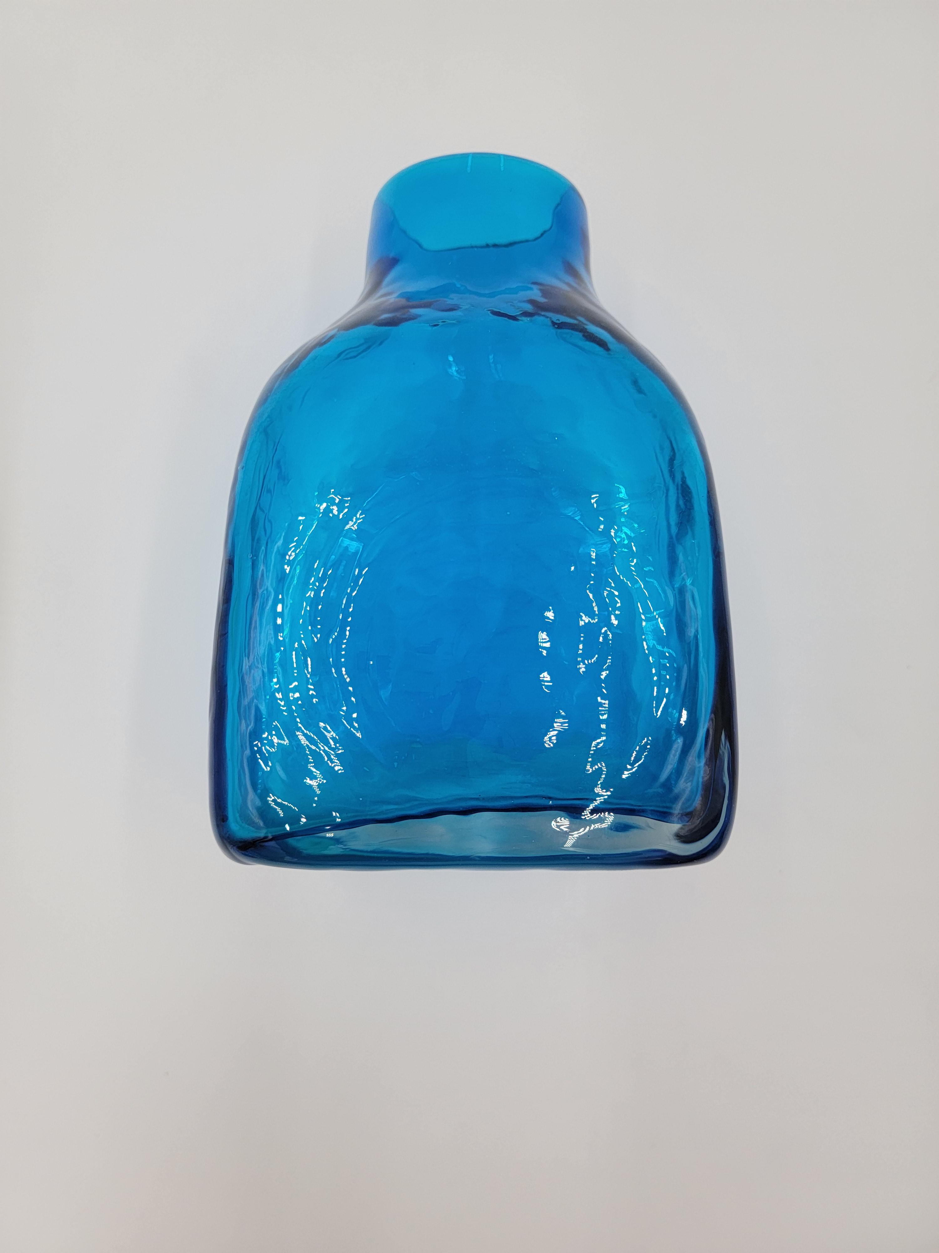 Azure Serenity Hand-Blown Glass Vase