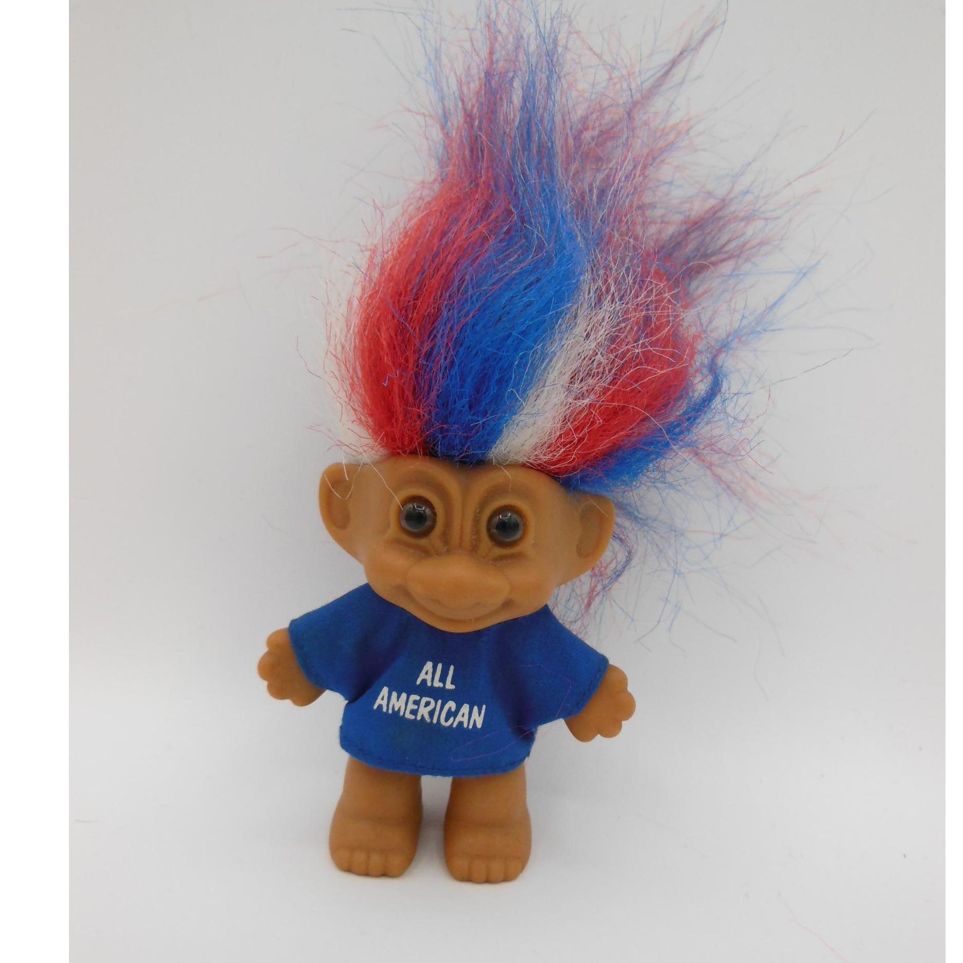 RUSS 4" Red, White & Blue Hair ALL AMERICAN Troll