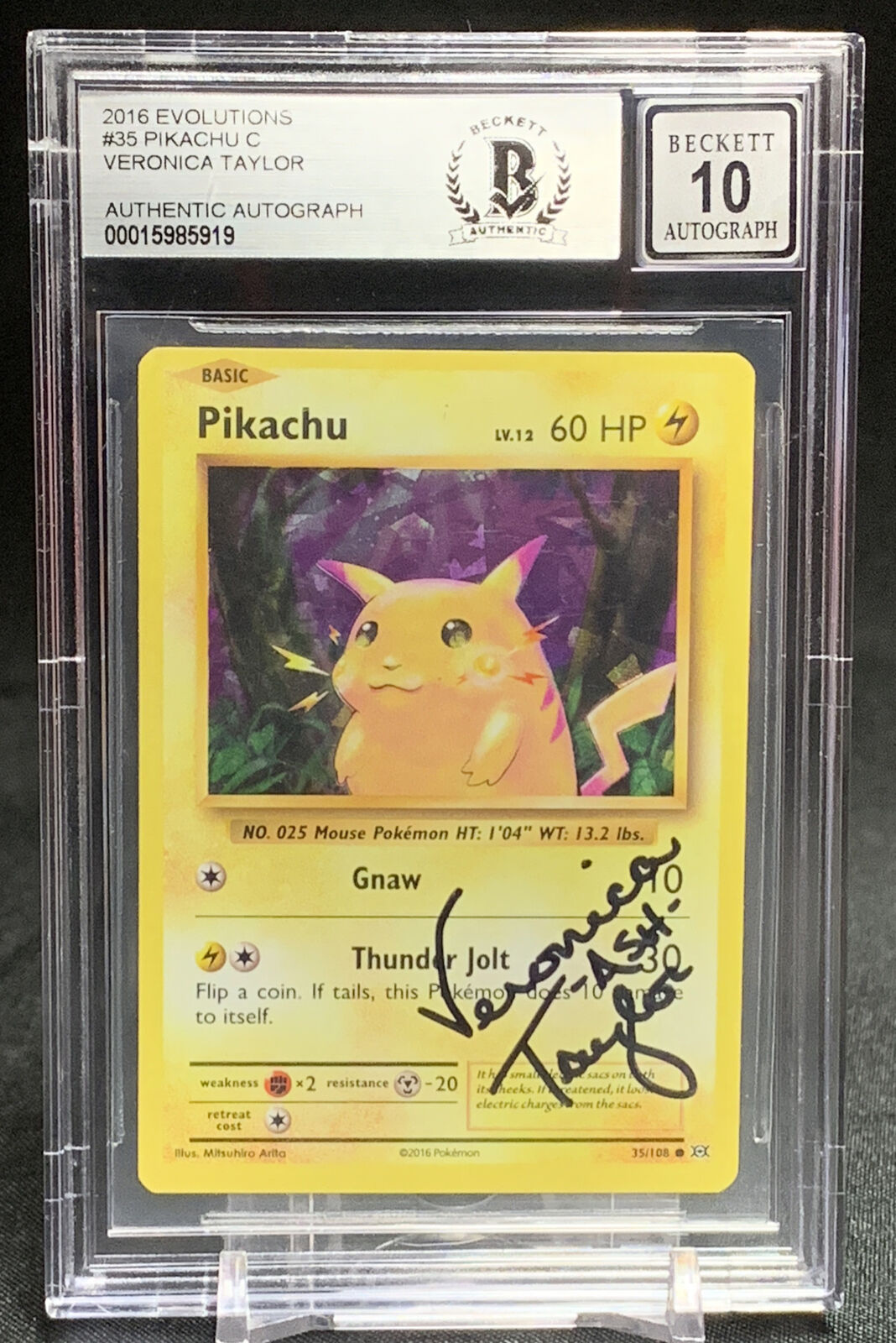 Pokemon Pikachu Evolutions Cracked Ice 35/108 Signed Veronica Taylor ...