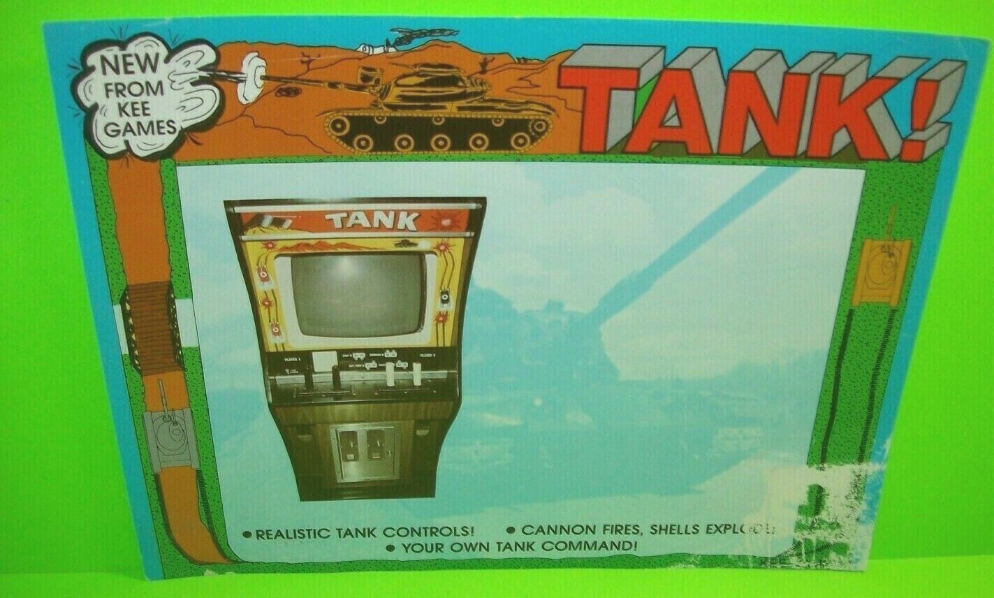 Kee Games Tank Arcade FLYER Original 1975 Video Game Promo Artwork ...