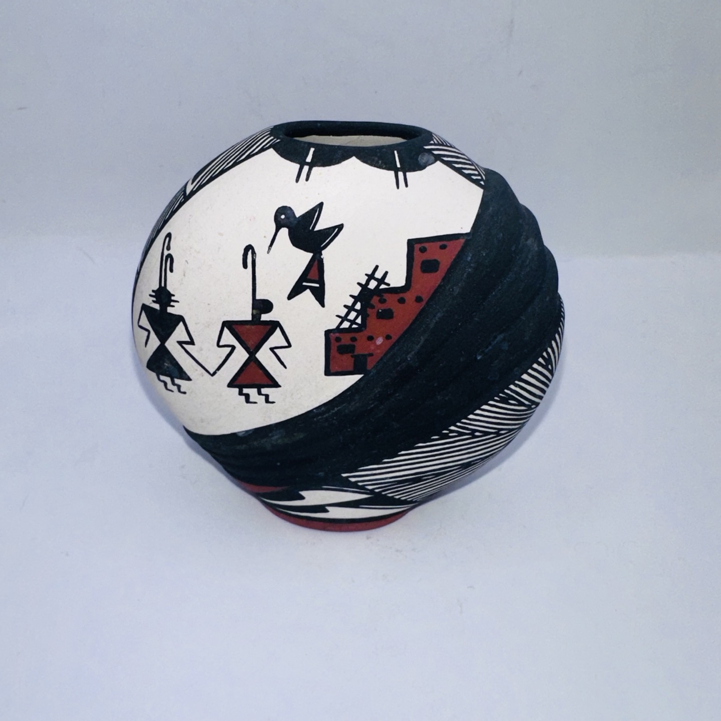 Acoma Pueblo Pottery Seed Pot Signed Jennifer Vallo Acoma New Mexico