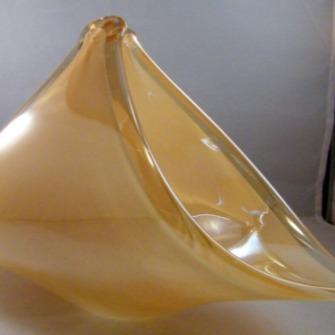 Blown Cased Glass Luster Art Glass Folded Basket 13.25" L Two-tone ...