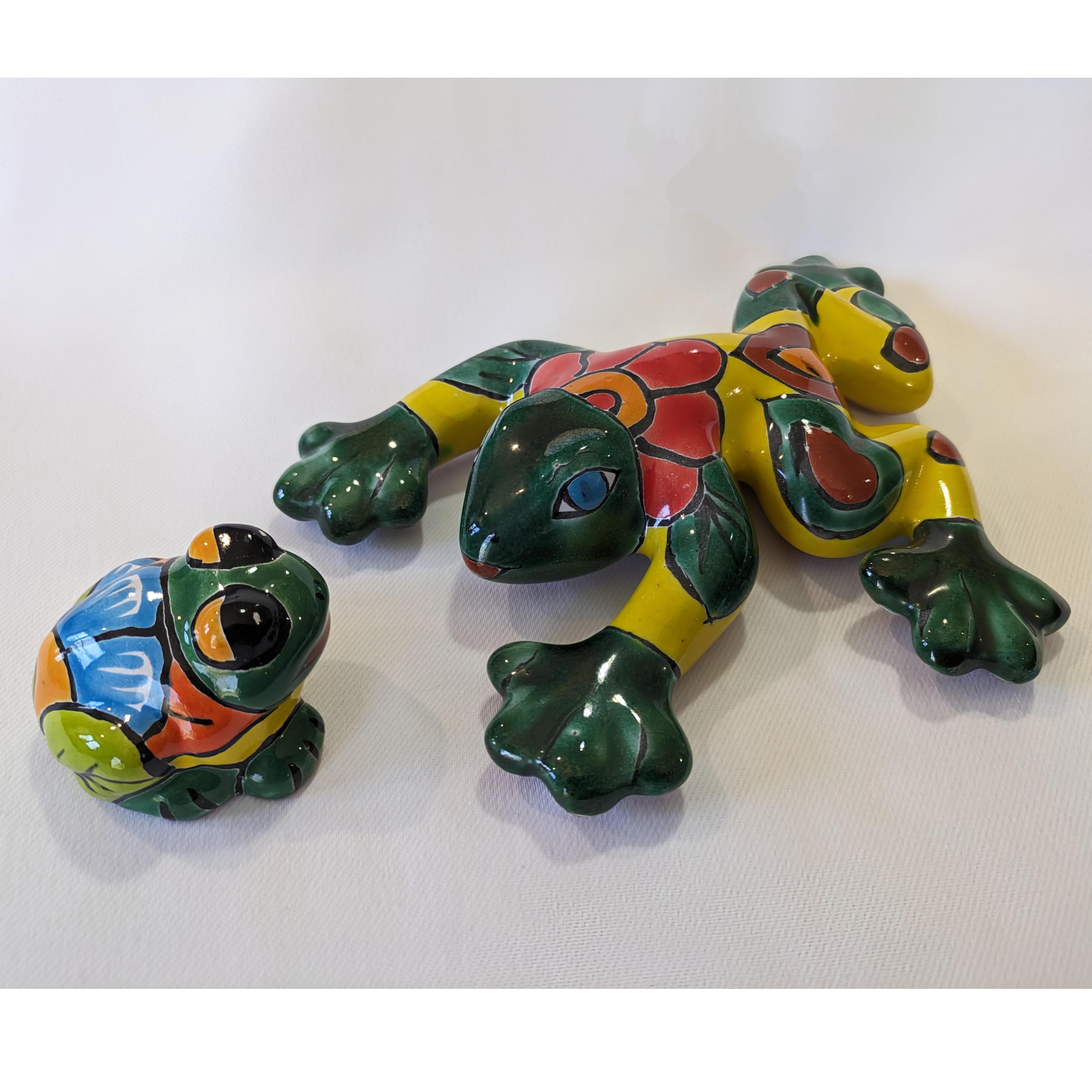 Talavera Mexican Folk Art Redware Tree Frogs EVC