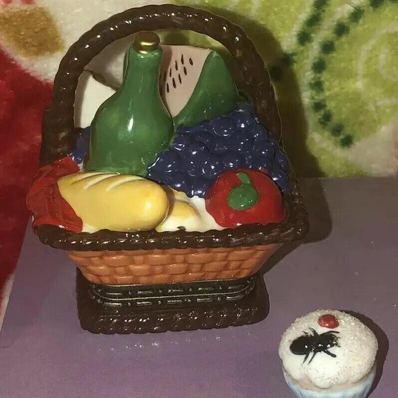 NOS Porcelain Trinket Box W/ Trinket Picnic Basket Cooking Club America ...