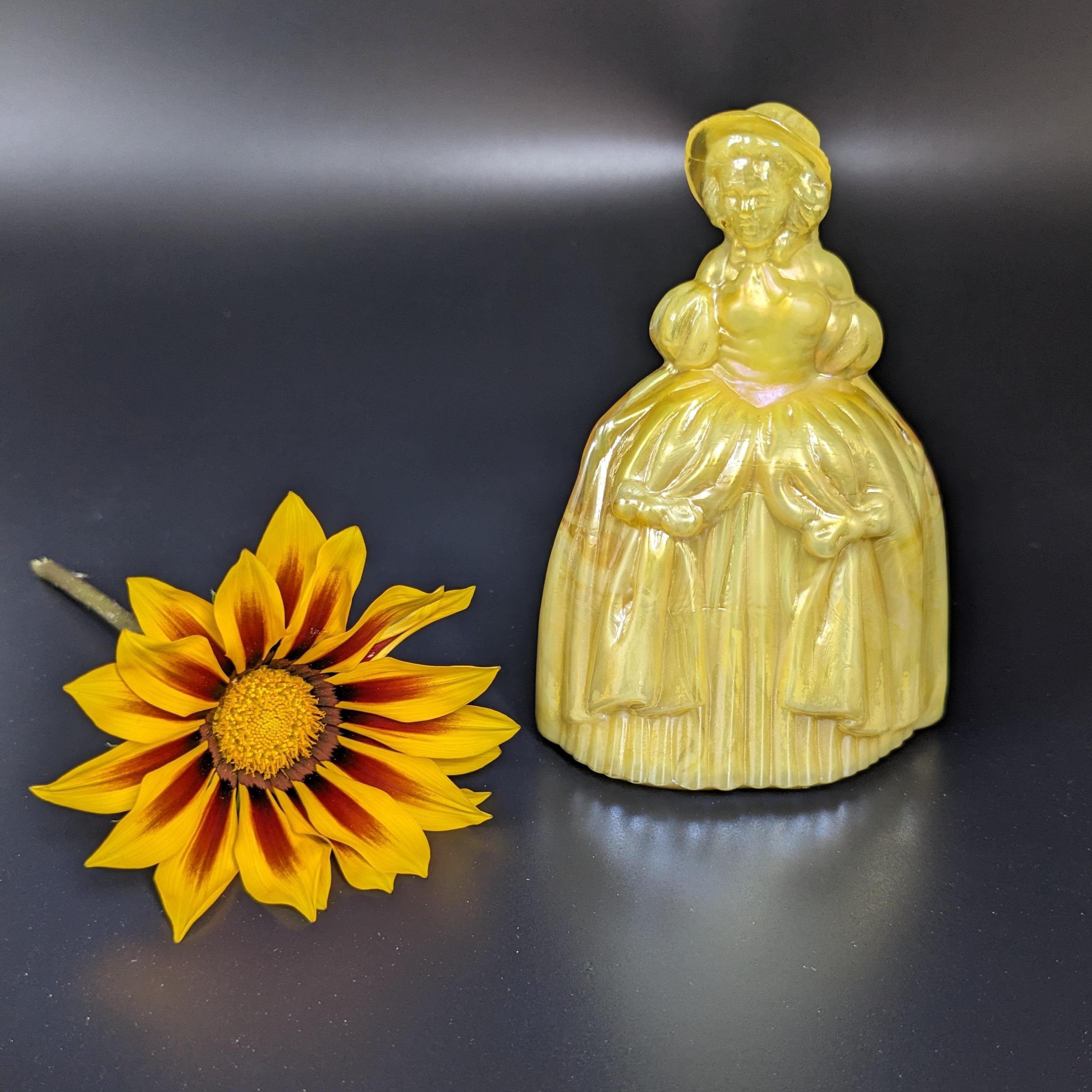 Vintage Boyd Yellow Slag Cadmium Glass "Louise" Colonial Lady Figurine