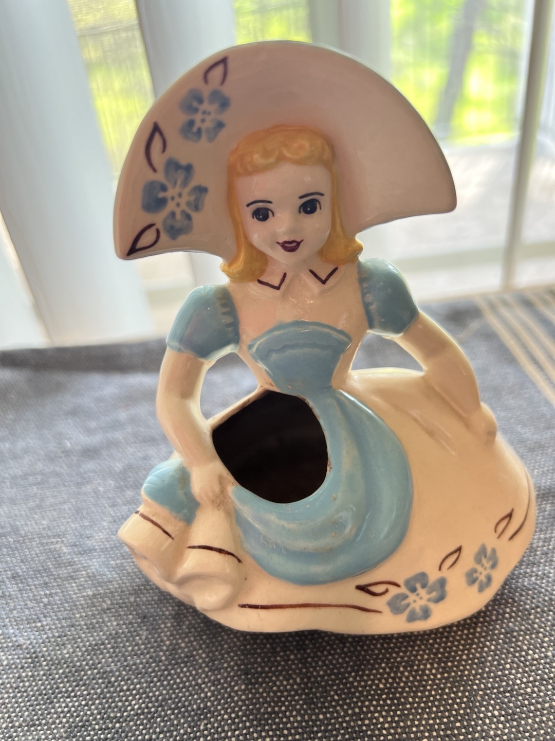 Vintage Ceramic Girl, Figuring With Small Planter