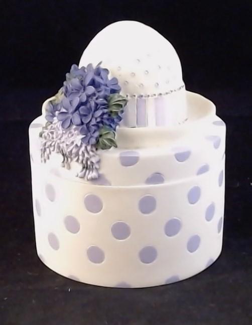 Cold Cast Hat Box Trinket Box #1081 by Two's Company (9-10/19)