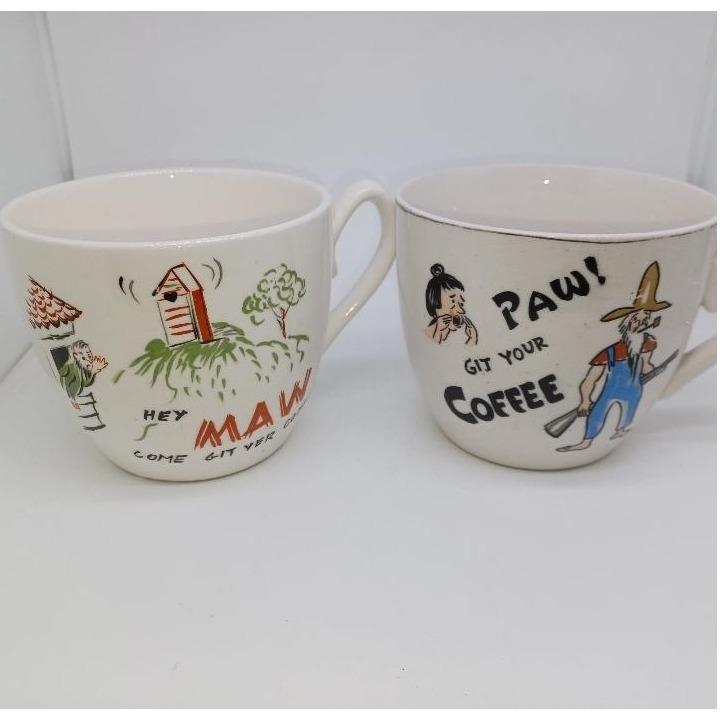 Maw & Paw Pottery Mugs ~ Git your Coffee~Coffee Cups ~ Japan