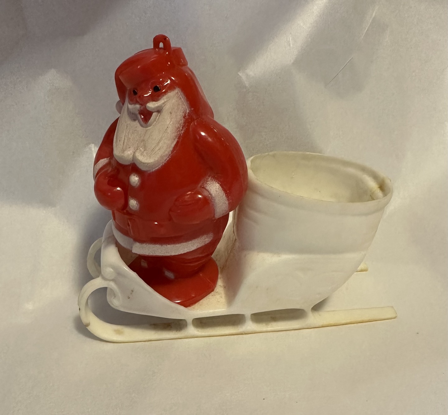 Vintage Rosbro Rosen Hard Plastic Santa & Sleigh Candy Container