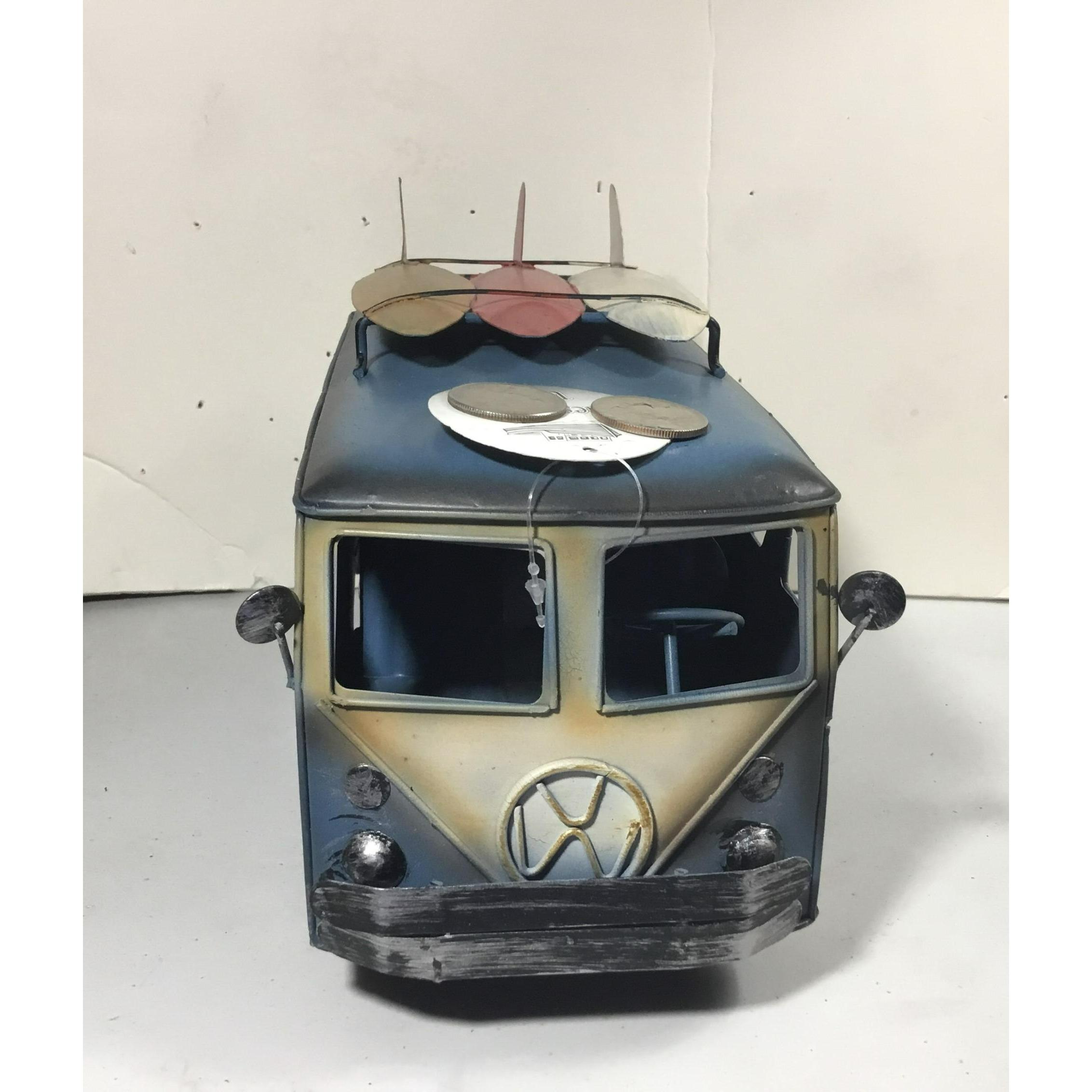 Metal sculpture, beach bus, Chesapeake Bay, 10" x 6.25" x 4.5" blue ...