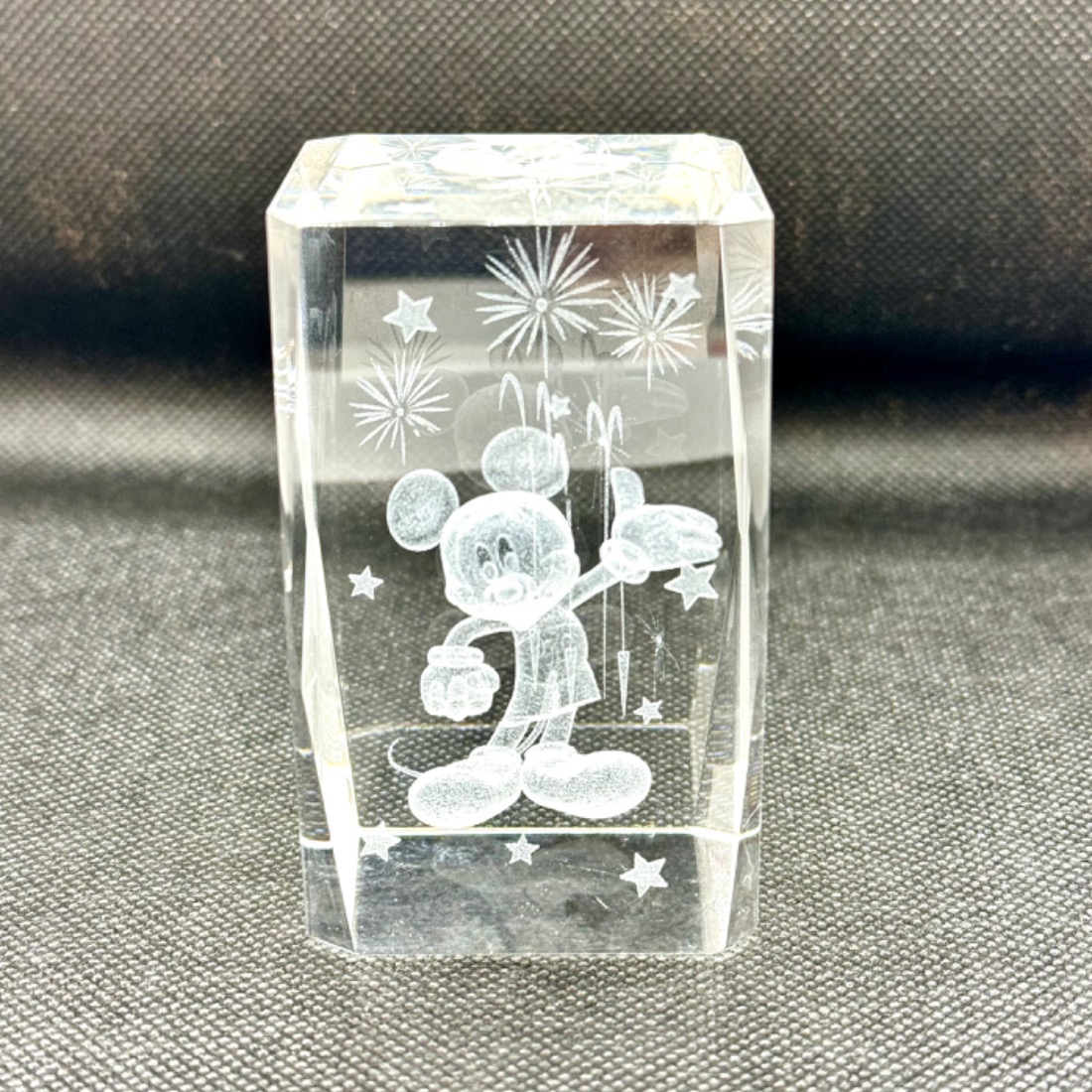 Vintage Mickey Mouse Fireworks Frosted Laser Etched Art Glass 3D ...