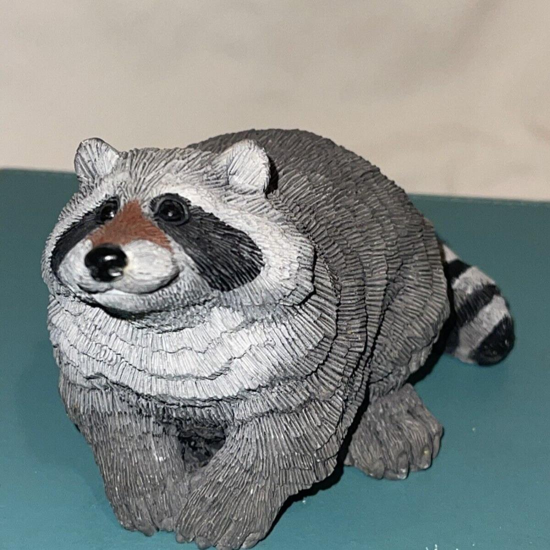 Vintage Porcelain Raccoon Figurine Gray Big Bushy Tail