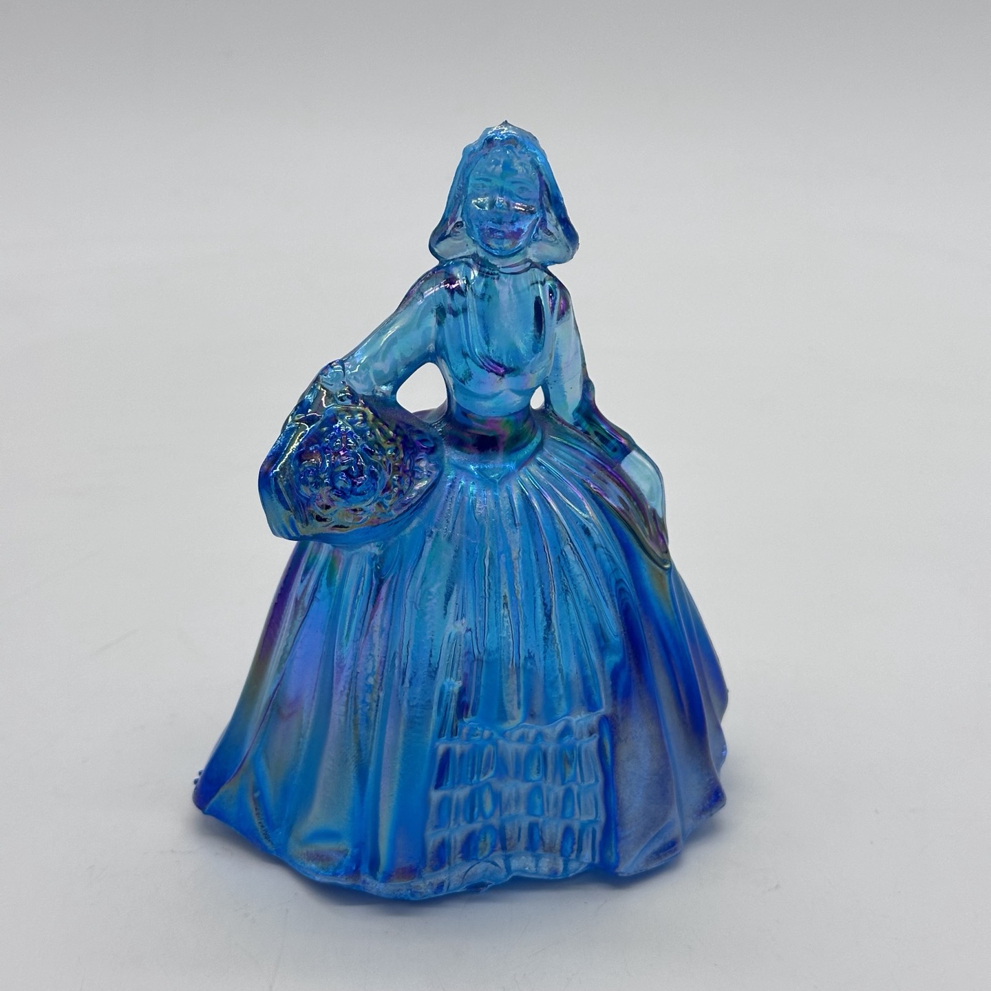 Vintage Wheaton Iridescent Blue Carnival Glass Southern Belle Figurine