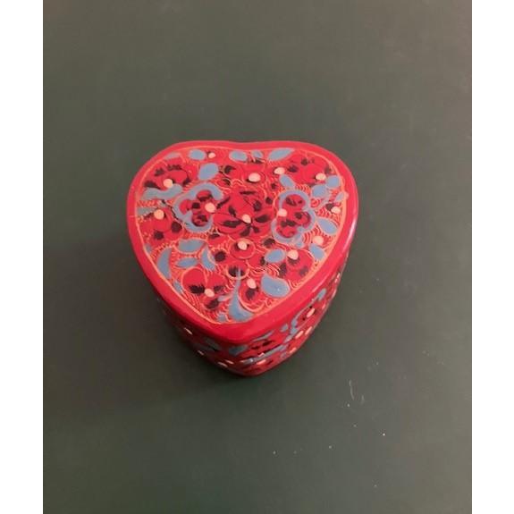 Vintage Paper Mache Red Trinket/ Ring Box, India