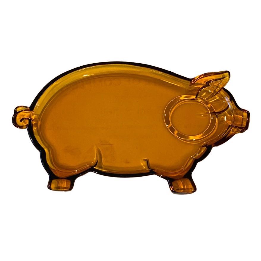 Vintage Tiara Indiana Glass Amber Pig Snack Plate Tray